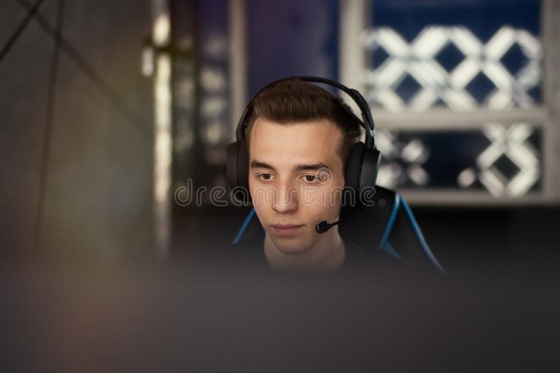 Professional Gamer Playing Online Video Game Stock Image - Image of ...