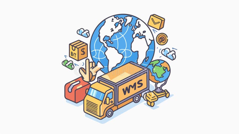 Professional Gear Labeled with WMS System and Pointing Hand Globe ...