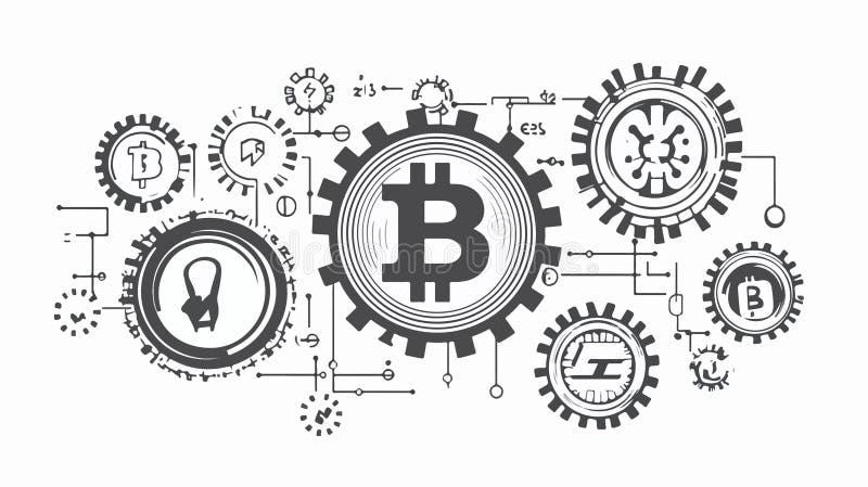 Professional Gear and Network Nodes with Bitcoin Symbol User Icon Stock ...