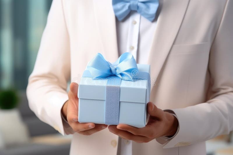 Professional Gesture: Executive Presenting Gift in Office. Stock ...