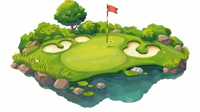 Professional Golf Course Design Element with Flag and Hole Stock Vector ...