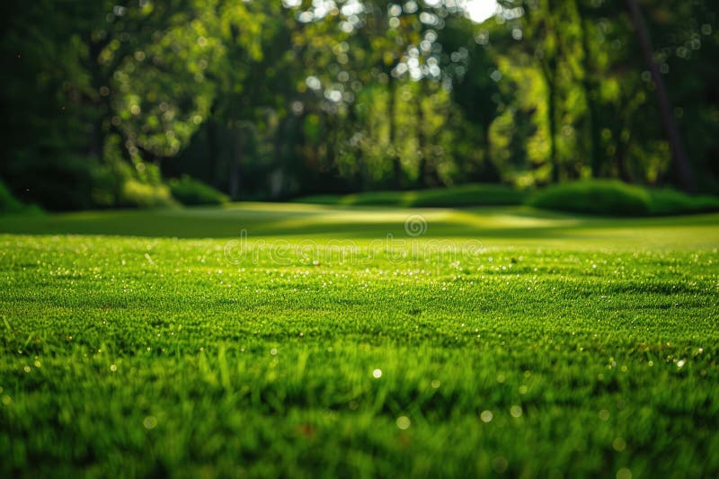 Professional Golf Field with Clear Blue Sky and Smooth, Manicured Grass ...