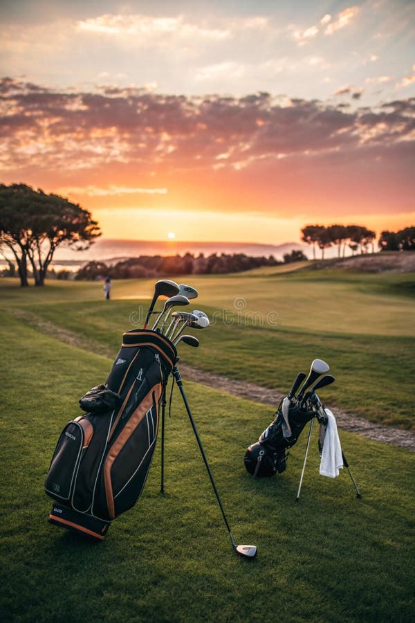 Golf Gear at Sunset stock illustration. Illustration of sunset - 368082929