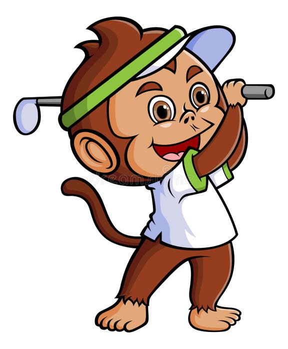 The Professional Golf Monkey is Hitting the Ball Stock Vector ...