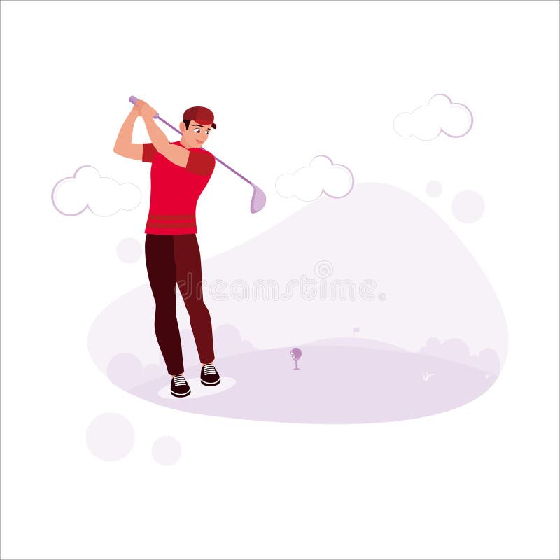 The Professional Golfer on the Golf Course is Ready To Take Shots and ...