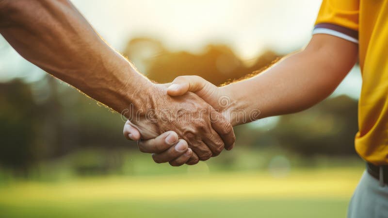 Professional Golfers Shaking Hands after a Competitive Stock ...