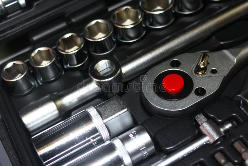 Professional Grade Flank Socket Set Stock Photo - Image of satin ...