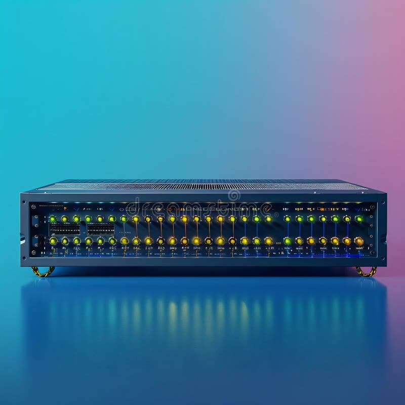 A Professional-grade Network Switch with Multiple Ports and Illuminated ...