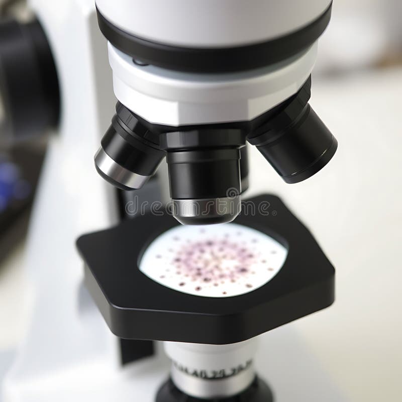 A Professional Grade Optical Microscope with a Sample Slide Under it ...