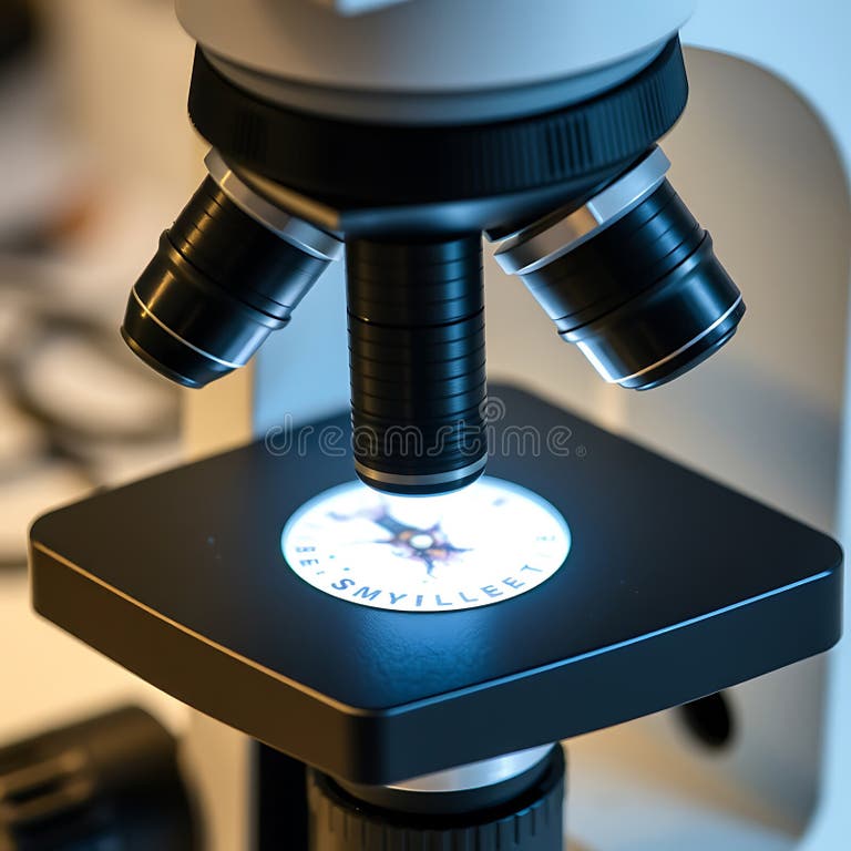 A Professional Grade Optical Microscope with a Sample Slide Under it ...