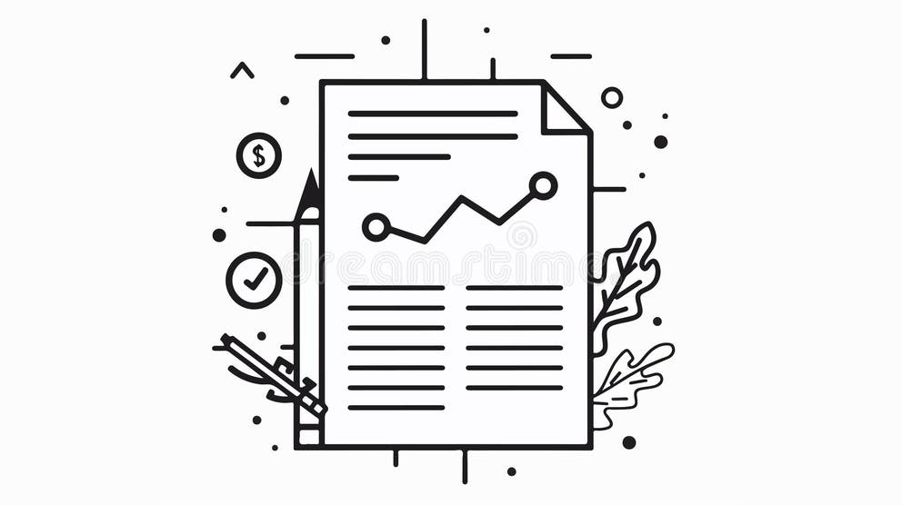 Professional Graph with Document Outline Icon Vector Illustration Stock Vector - Illustration of ...