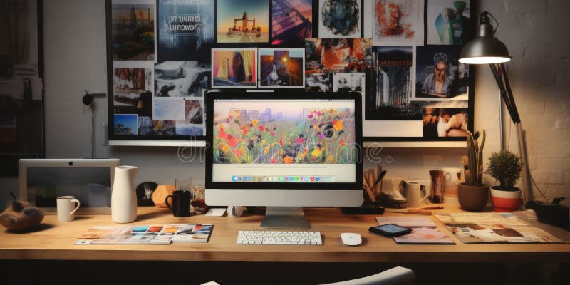 Professional Graphic Designer Desk. Ai Generated Stock Photo - Image of ...