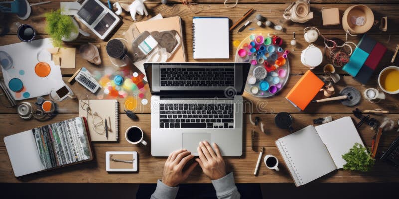 Professional Graphic Designer Desk. Ai Generated Stock Illustration ...