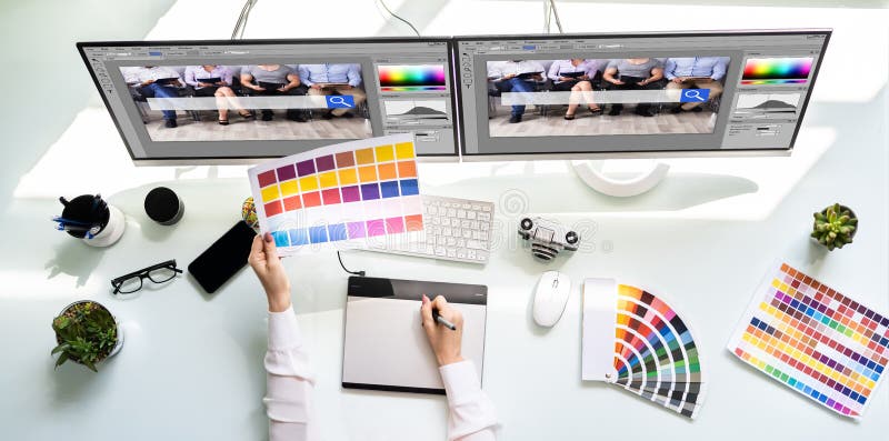 Professional Graphic Designer Woman Working Stock Photo - Image of ...