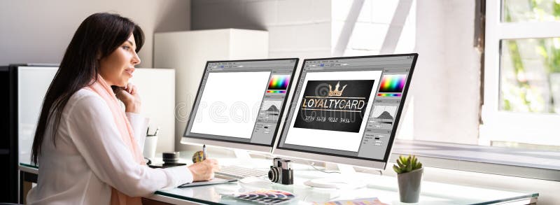 Professional Graphic Designer Woman Working Stock Photo - Image of ...