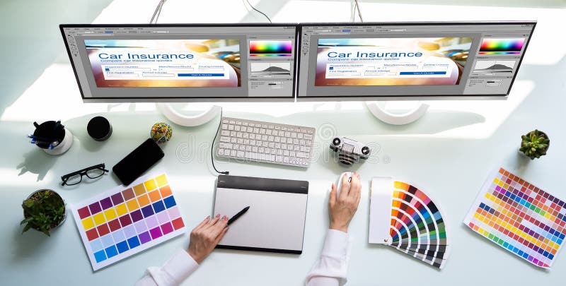 Professional Graphic Designer Woman Working Stock Image - Image of desk ...