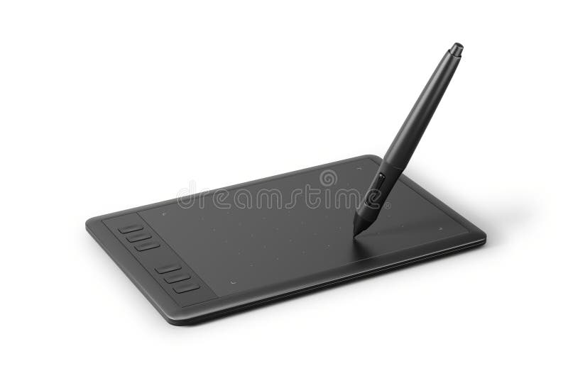 Professional Graphics Tablet with Digitized Pen Isolated on White Stock ...