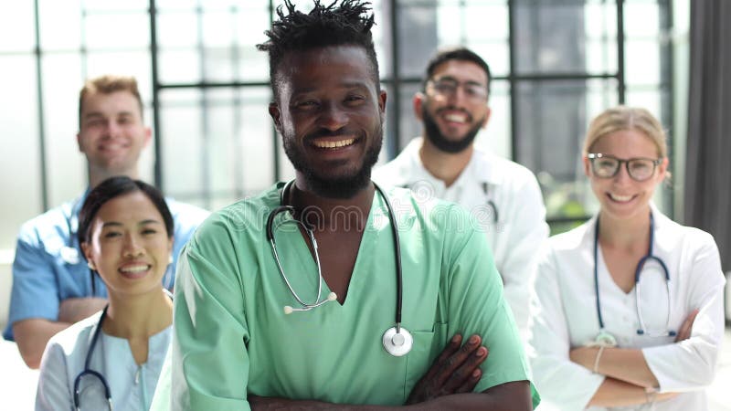 Multinational Group of Doctors and Interns Standing Together. Stock ...