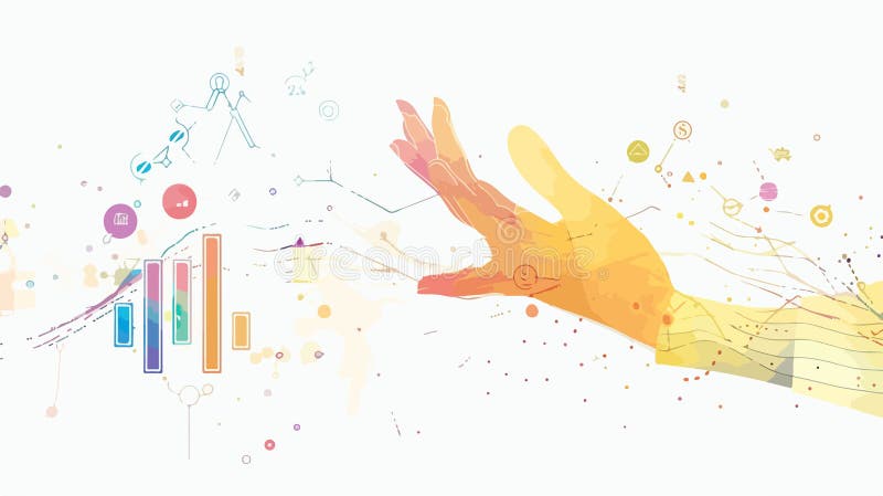 Professional Growth Line Chart with Data Points and Hand Indicating ...