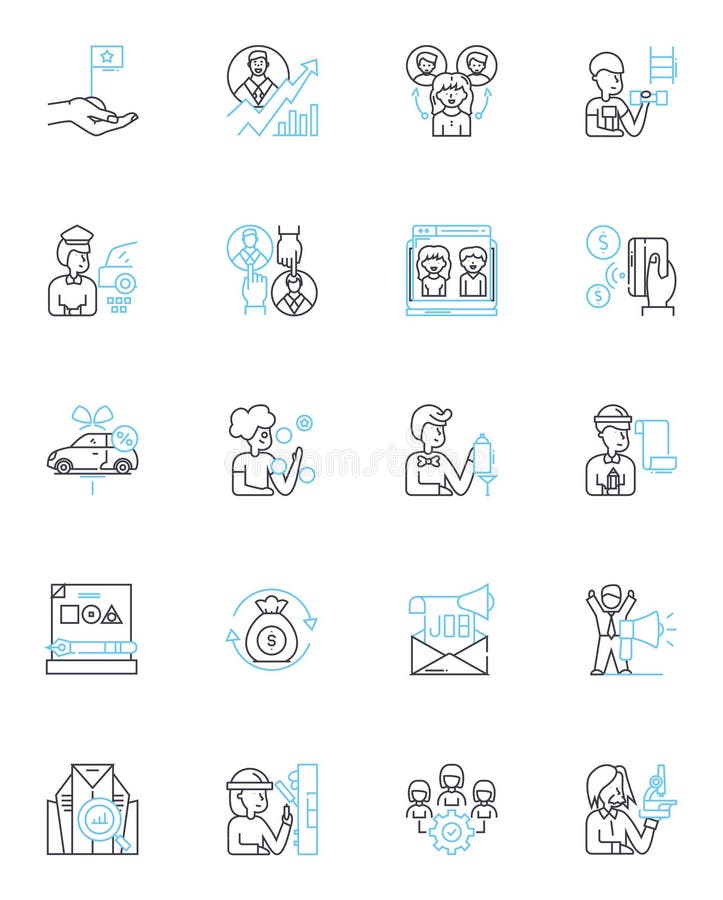Professional Growth Linear Icons Set. Development, Advancement ...