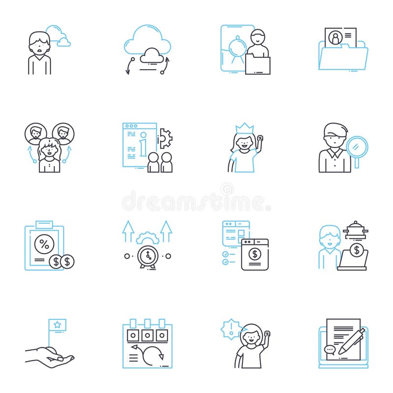 Professional Growth Linear Icons Set. Development, Advancement ...