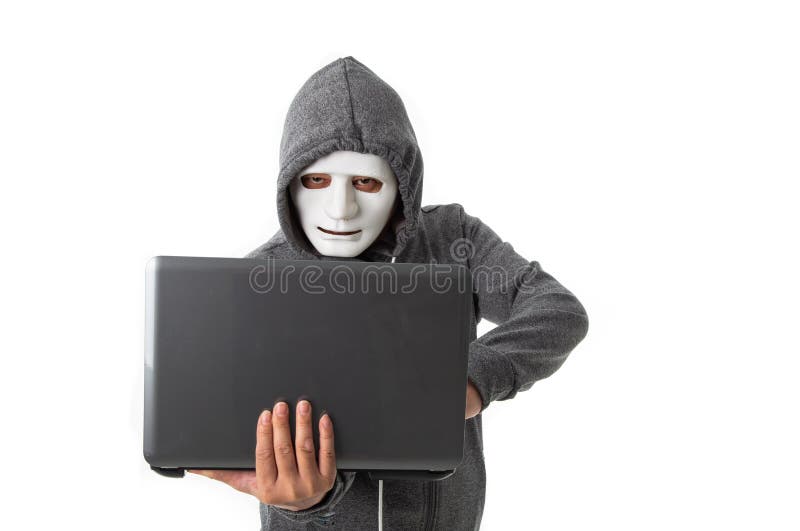 Professional Hacker with Mask Isolated on White Background Stock Image ...