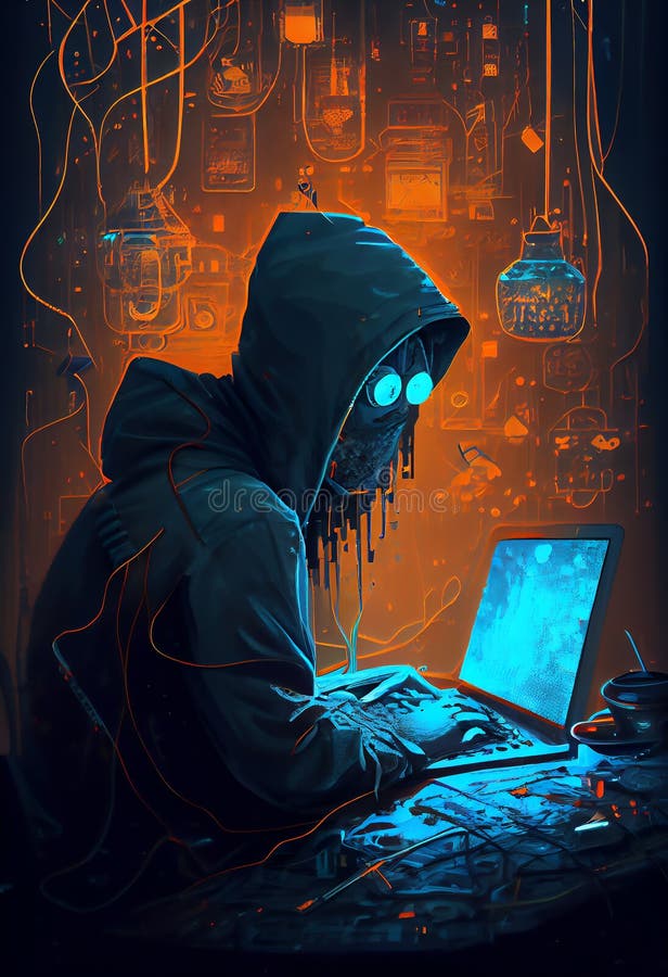 Professional Hackers are Using Laptop Stock Illustration - Illustration ...