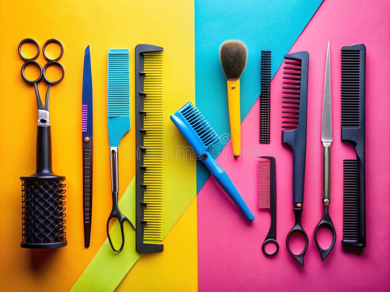 Professional Hair Salon Tools Laid Out for Inspiration a Flat Lay ...