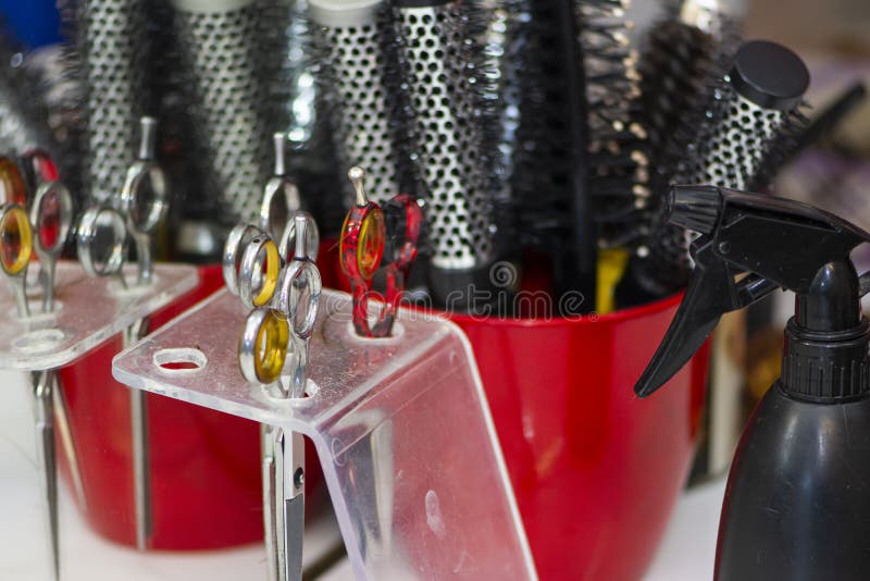 Professional Hairdresser Tools on the Table in Salon Stock Image ...