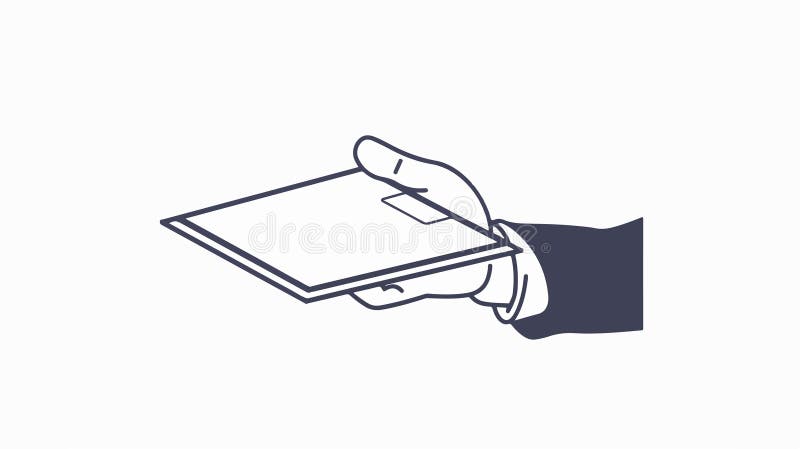 Professional Hand Holding Document Outline Vector Illustration Stock ...