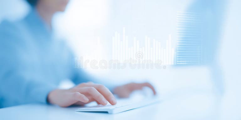 Professional Hand Using Keyboard with Digital Data Visualization on ...