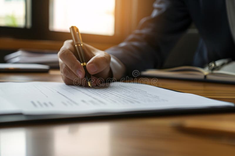 Professional Hand Writing on Document with Pen. Stock Illustration ...