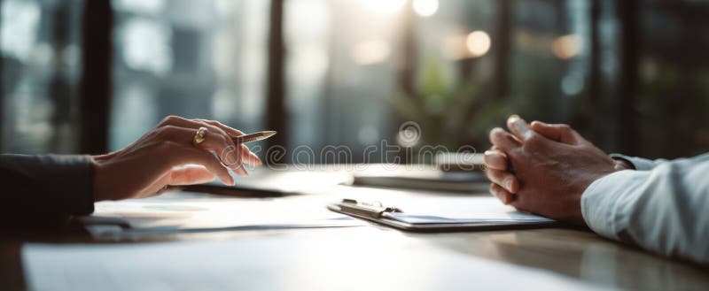 The Professional Hands Engaged in a Business Discussion in a Modern ...