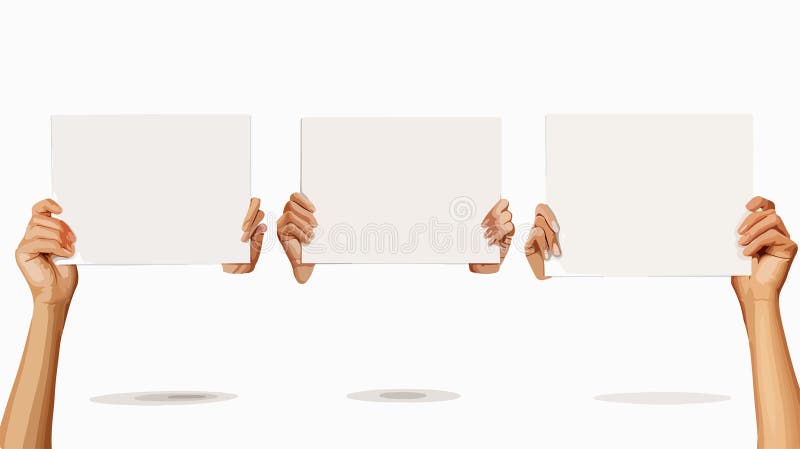 Professional Hands Holding Sign on Blank Paper Sheets Set Stock Vector ...