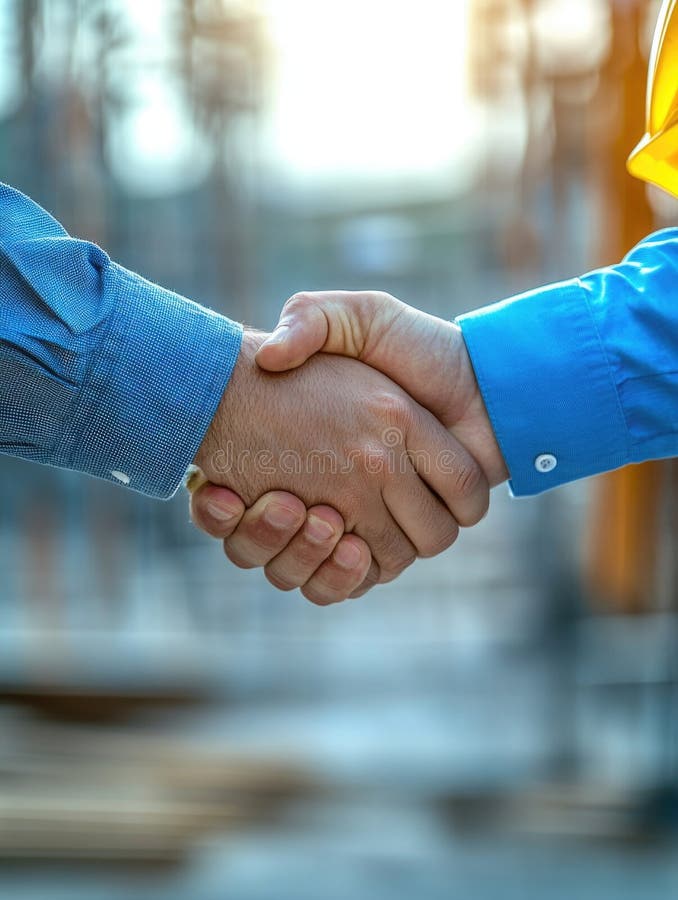 Handshake between Two Construction Workers Stock Photo - Image of collaboration, labor: 333660766