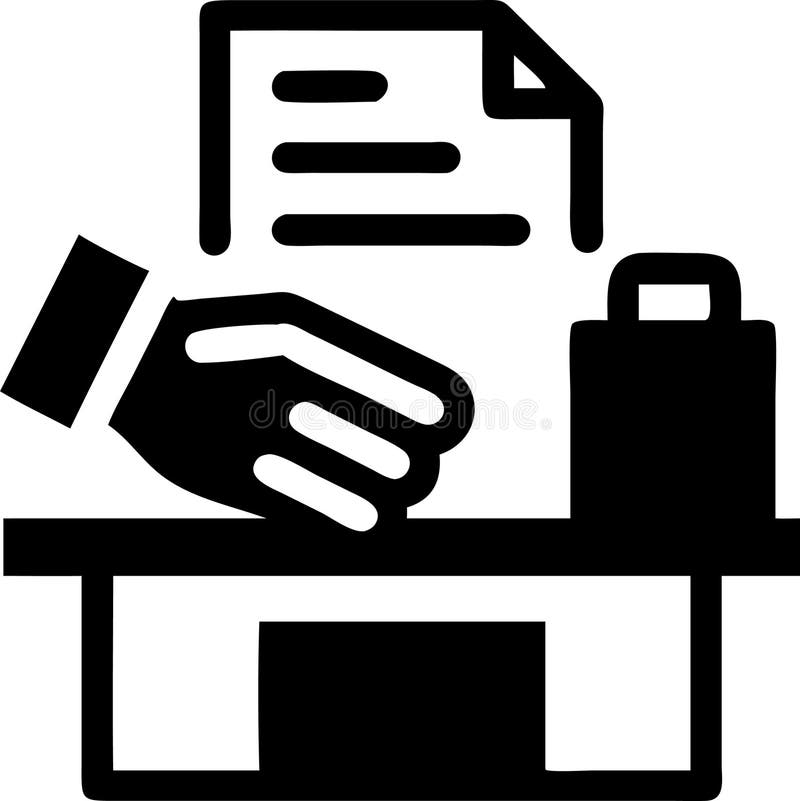 Professional Handshake Icon with Desk & Documents Background – Business ...