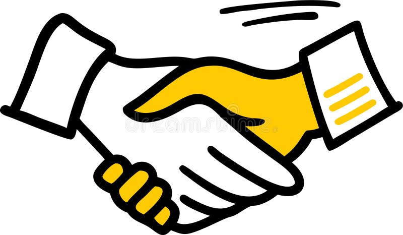 Professional Handshake Icon with Desk & Documents Background – Business ...