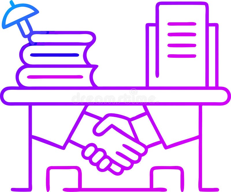 Professional Handshake Icon with Desk & Documents Background – Business ...