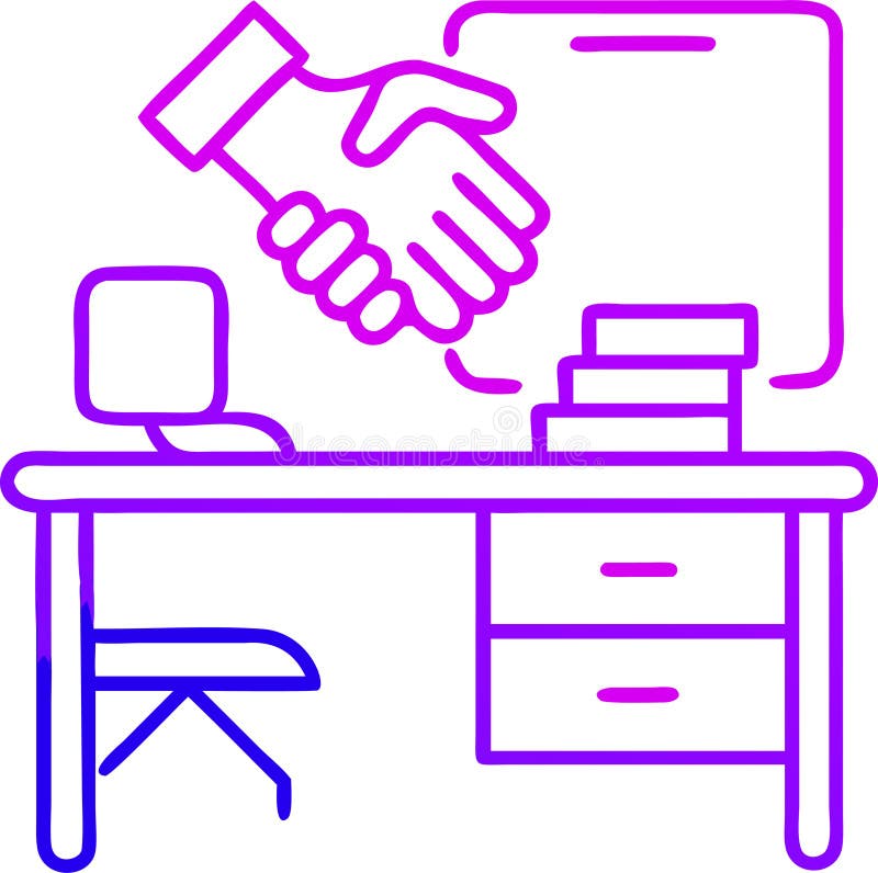 Professional Handshake Icon with Desk & Documents Background – Business ...