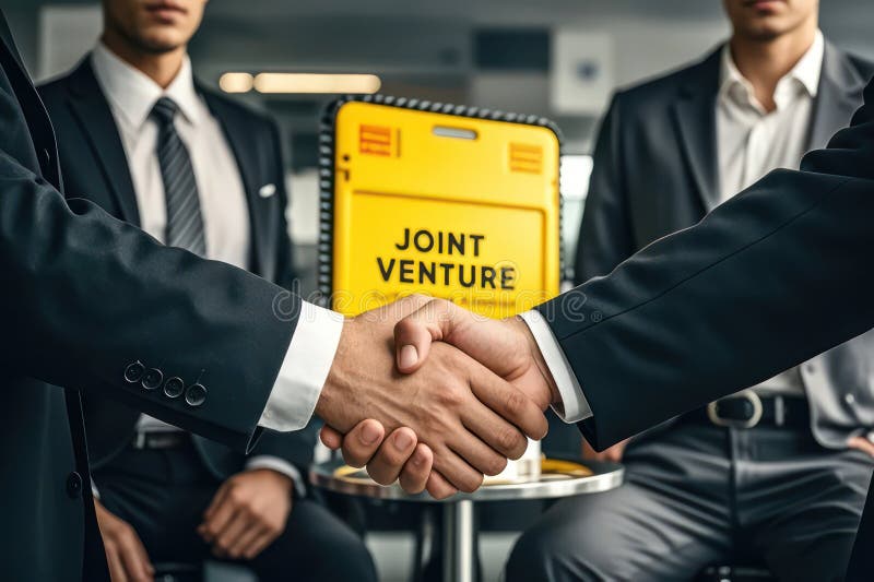 Professional Handshake Symbolizing Joint Venture in Modern Office Stock ...