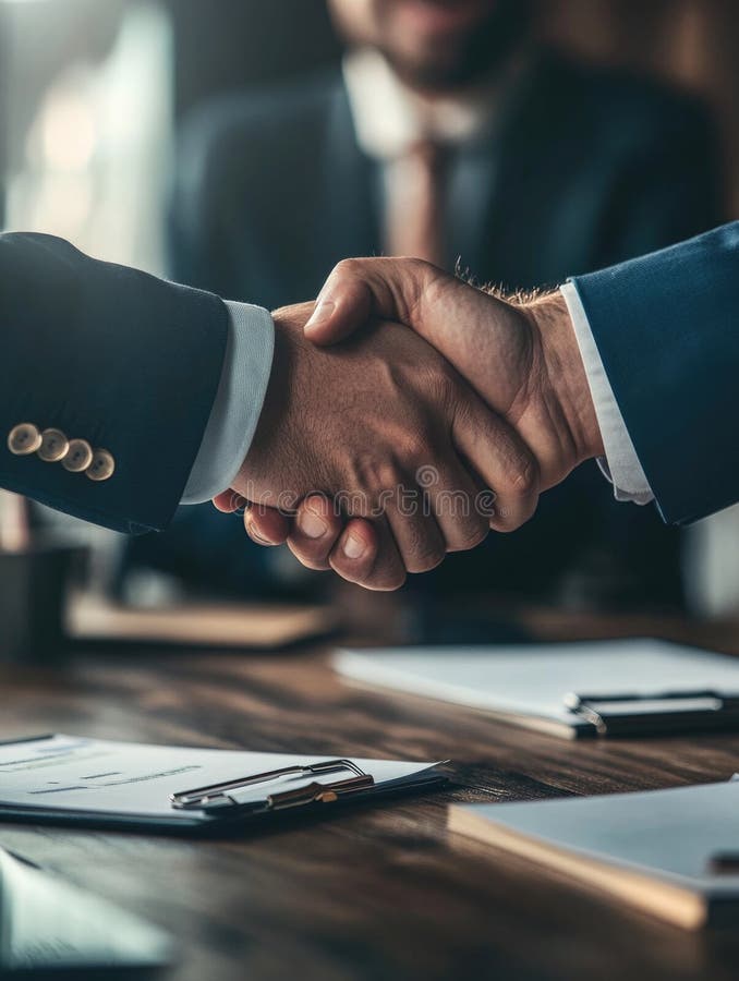 Professional Handshake between Two Businessmen at a Table Stock Image ...