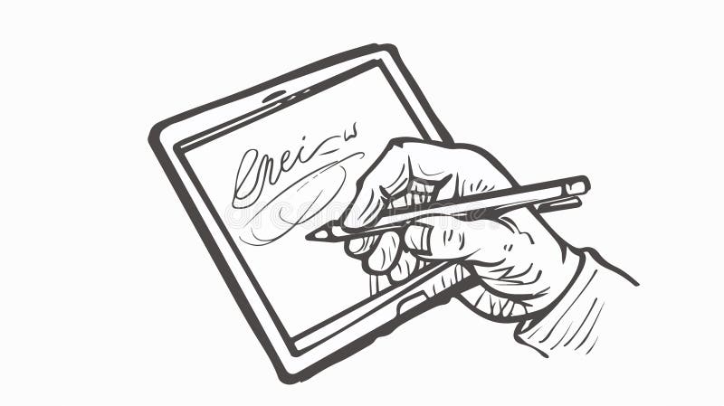 Professional Handwriting Tablet Outline Vector Icon for Digital ...