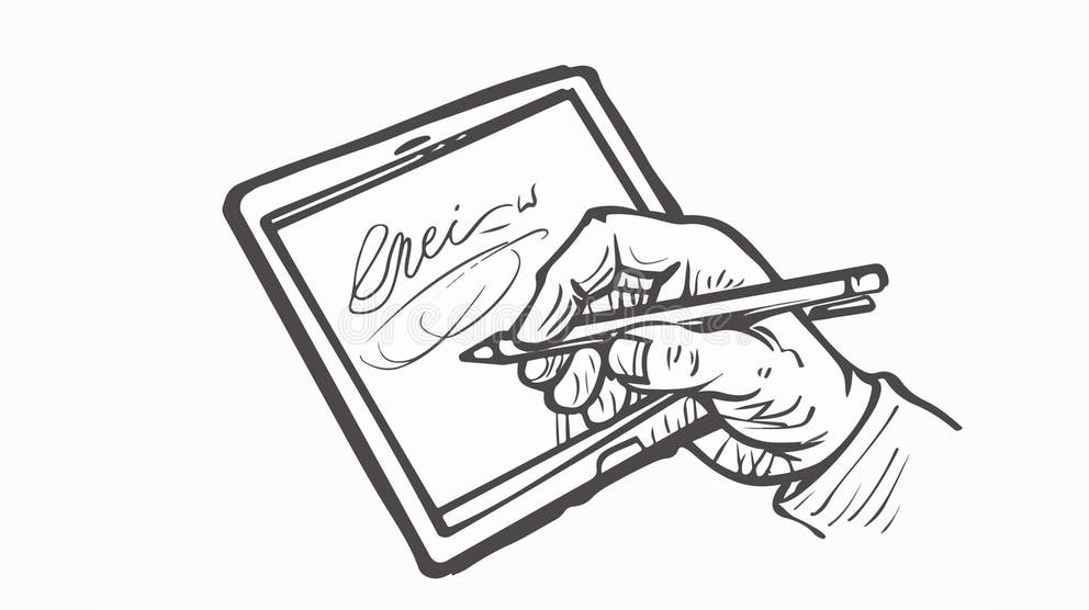 Professional Handwriting Tablet Outline Vector Icon for Digital ...