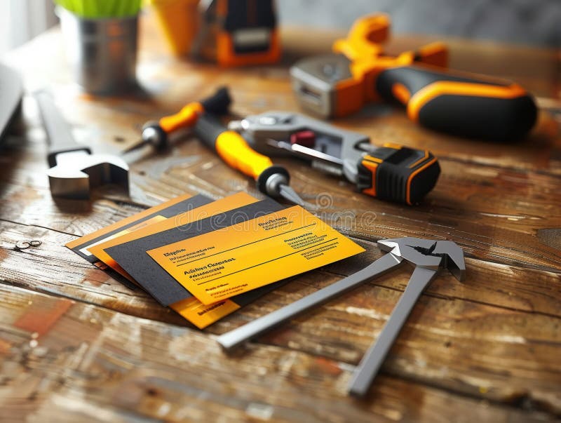 Professional Handyman Services. Business Card with Tools and Contact ...