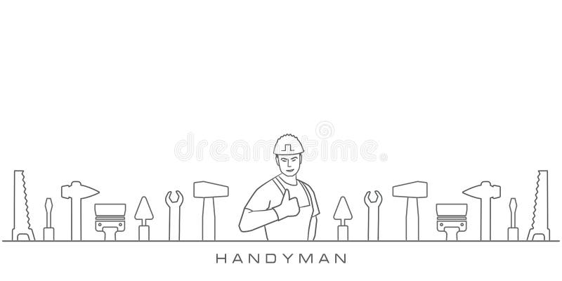 Professional Handyman Services. Vector Banner Template with Worker ...