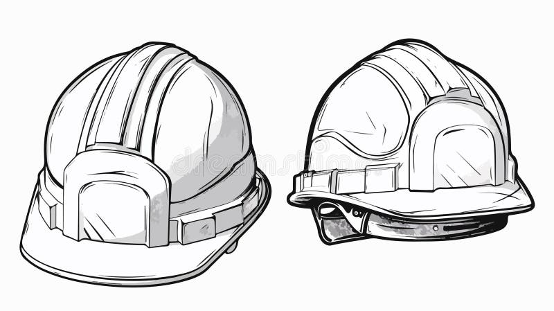Professional Hard Hat Line Art on Black Background Illustration Stock ...