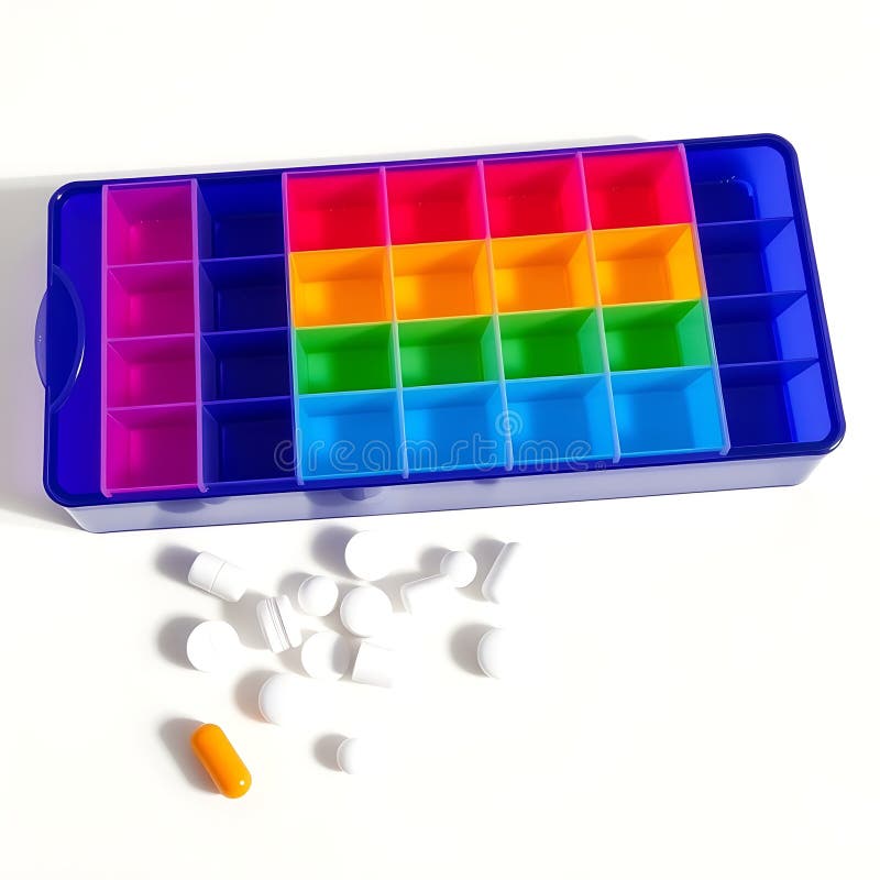 A Color Coded Medication Pill Organizer with Compartments for daily ...