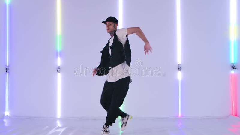 Professional Hip Hop Dancer Practicing Street Dance Elements Against ...