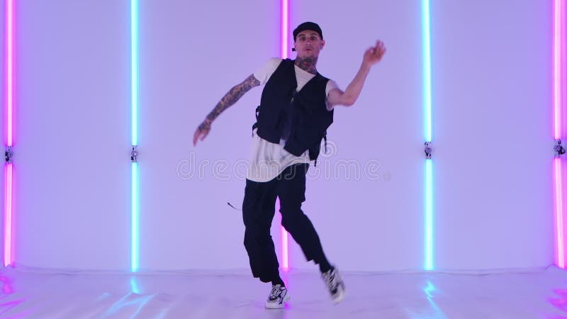 Professional Hip Hop Dancer Practicing Street Dance Elements Against ...