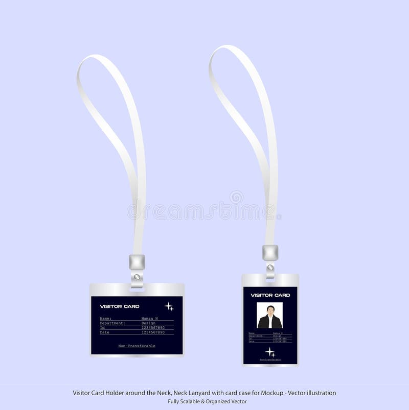 Professional ID Card Holder with Neck Lanyard High Quality Vector ...